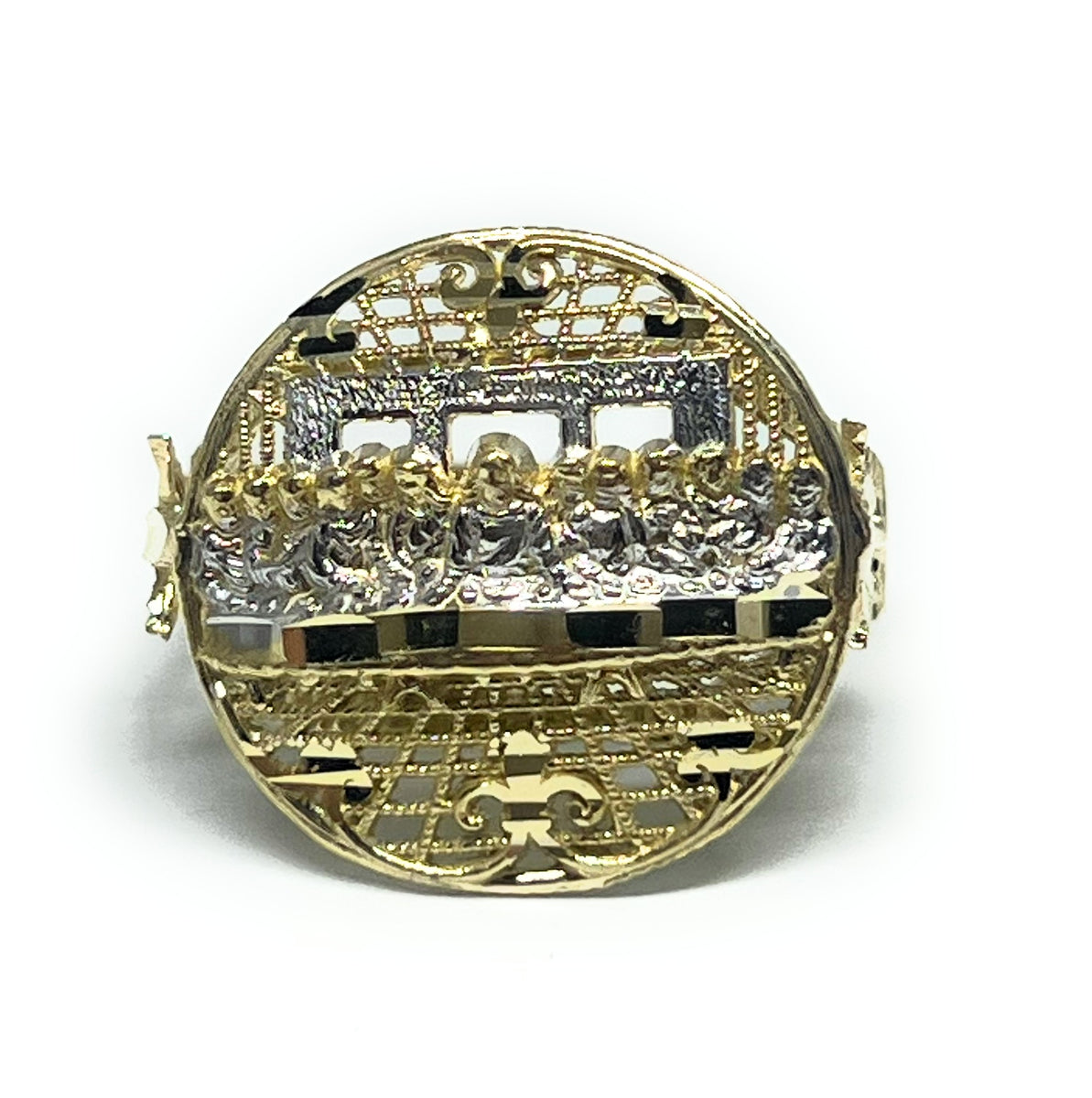 10k Solid Gold 2-Tone Classic Round Last Supper Ring – Fran & Co. Jewelry Inc.