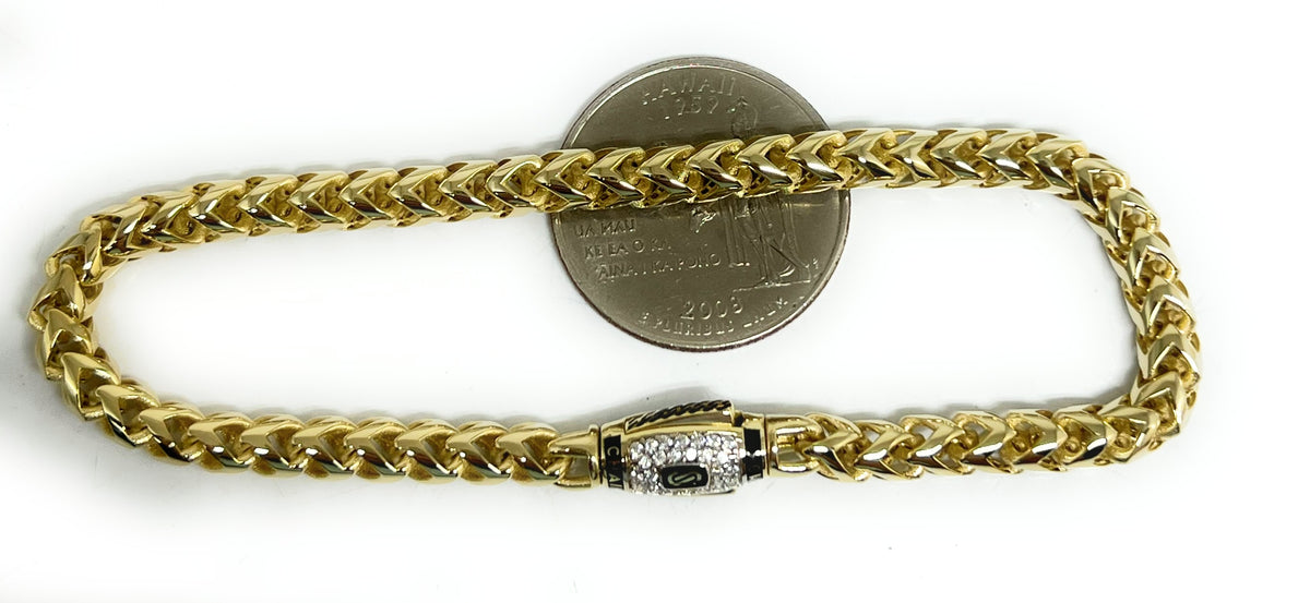 10k Solid Gold Monaco "RONDO" FRANCO LINK Brracelet 7-8 inch 5mm CZ LO ...
