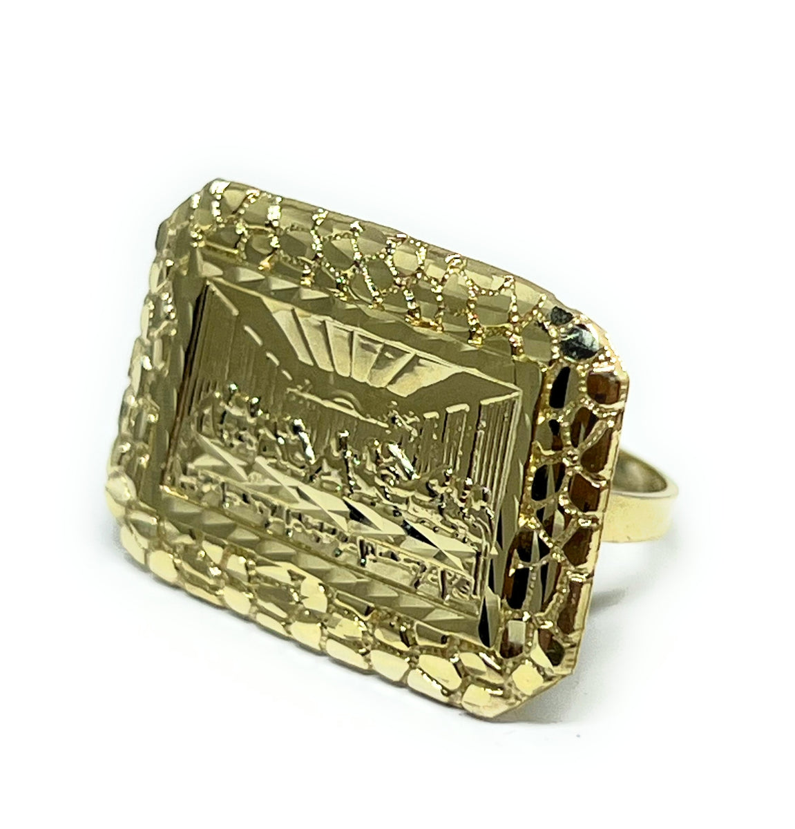 10k Solid Gold NUGGET SQUARE Last Supper Ring (MED, LG) – Fran & Co ...