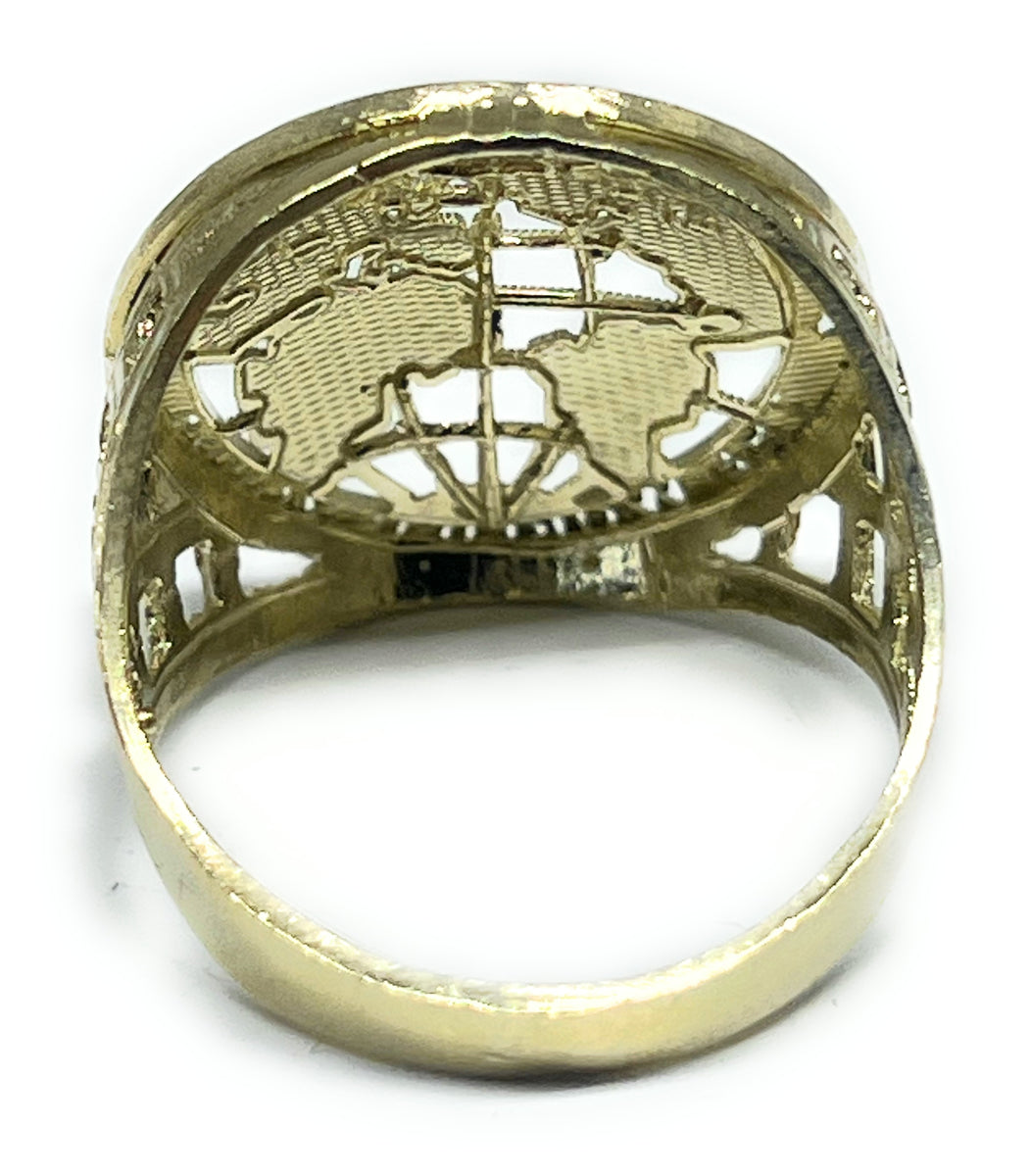 10k Solid Gold "THE WORLD IS YOURS" GLOBE WORLD Ring (5.8g) – Fran & Co ...
