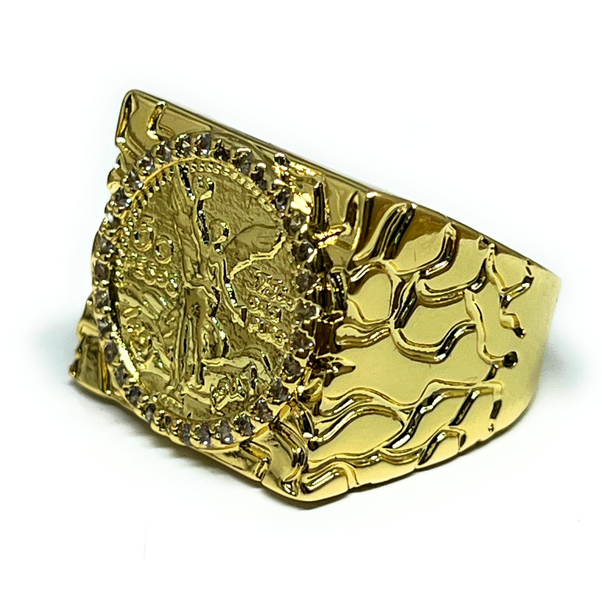 GOLD PLATED MEXICAN CENTENARIO 50 COIN NUGGET CZ RING ANILLO – Fran ...