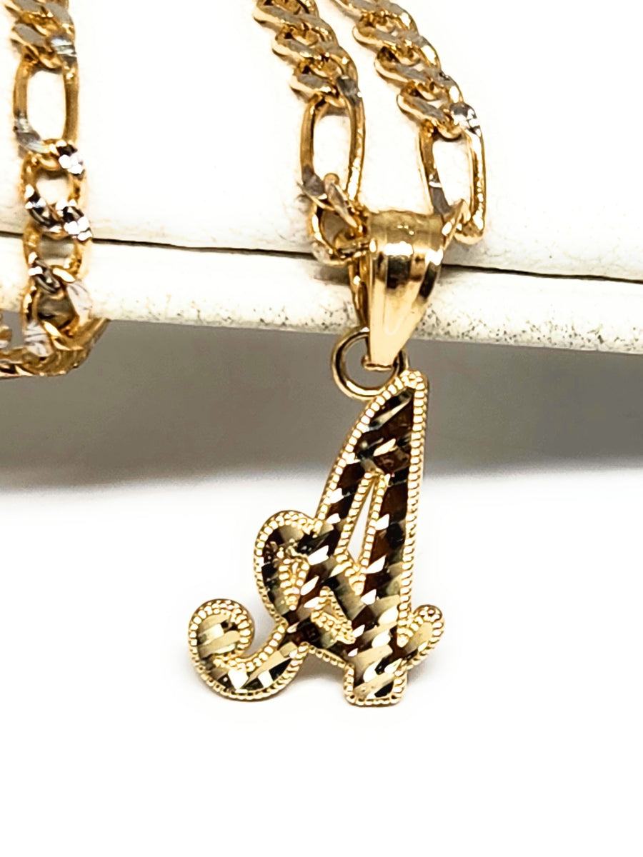 10k Solid Gold SMALL CURSIVE DIAMOND CUT CUSTOMIZED Initial Letter Pen ...