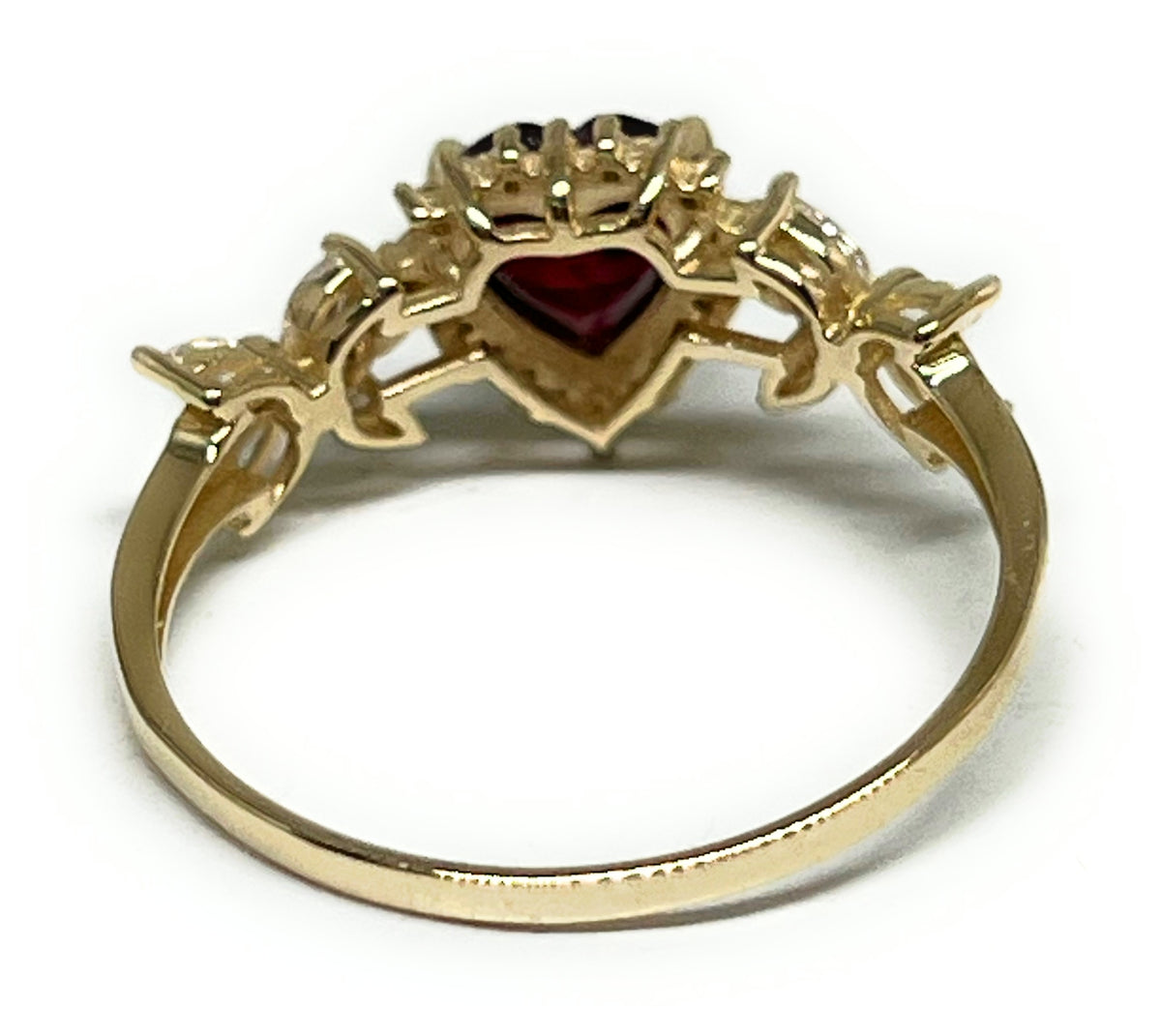 14k Solid Gold Yellow Gold Heart RED CZ Ring (FC 292) – Fran & Co ...