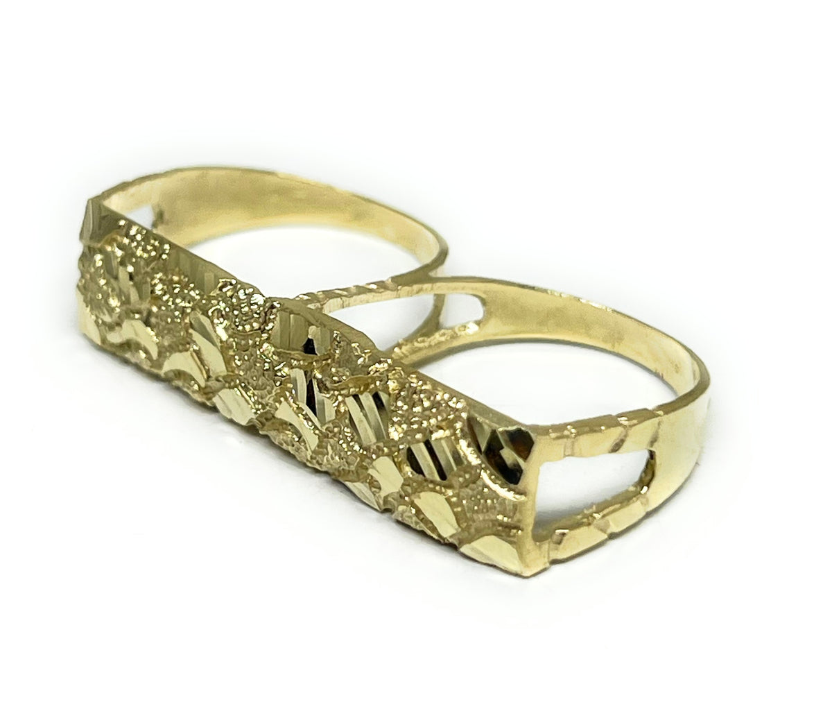 10k Solid Gold Yellow TWO FINGER PUFF RECTANGLE Nugget Ring (6g) – Fran ...