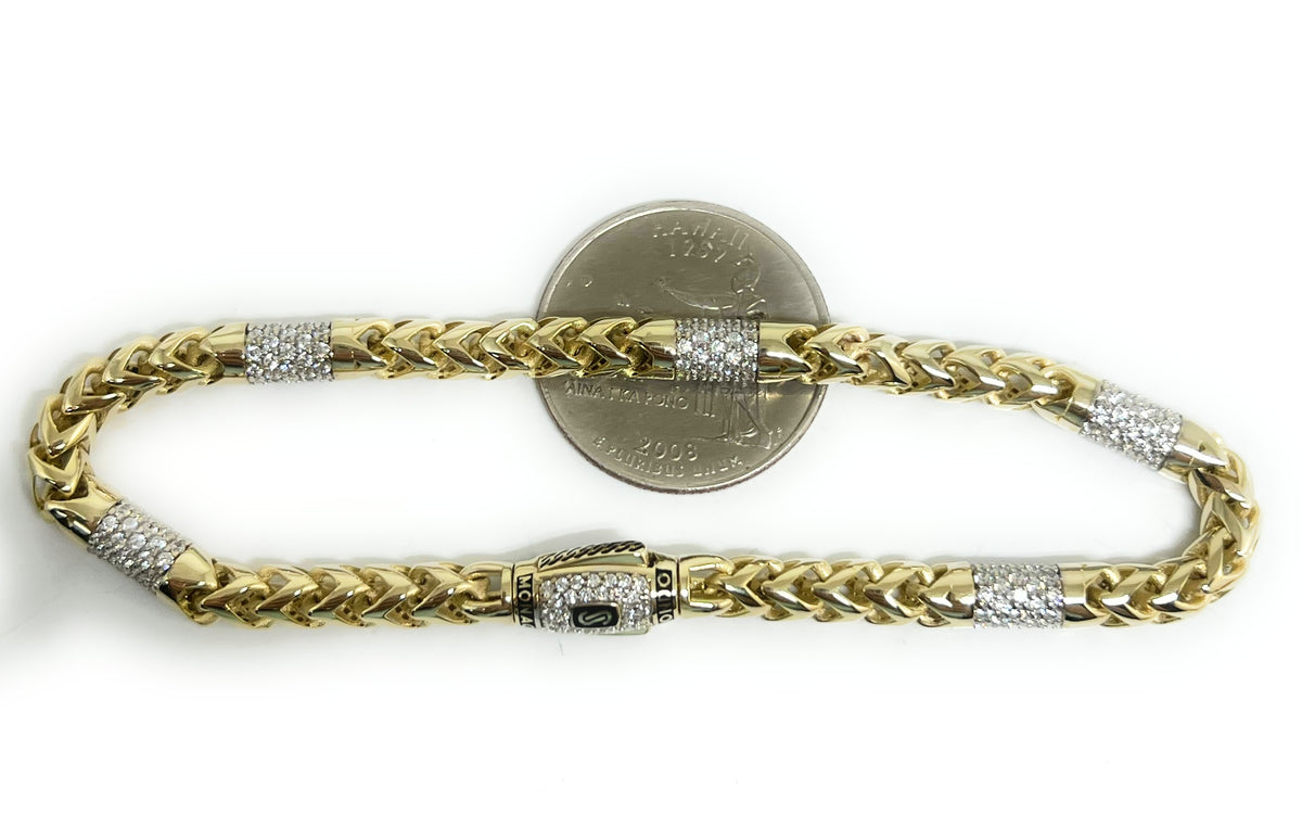 10k Solid Gold Monaco "RONDO" FRANCO ALTERNATE CZ LINK Brracelet 7-8 i ...