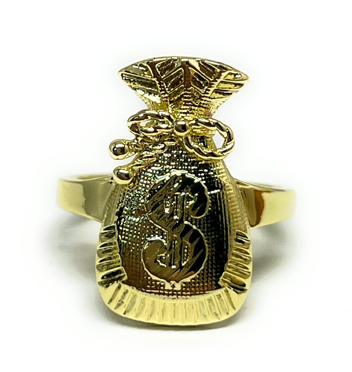 Gold Plated Hip Hop Yellow Money Bag Bills Ring – Fran & Co. Jewelry Inc.