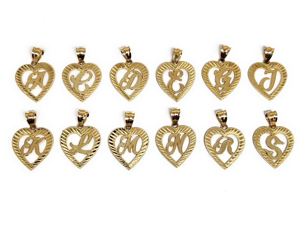 10k Solid Gold CURSIVE HEART CUSTOMIZED Initial Letter Pendant – Fran ...