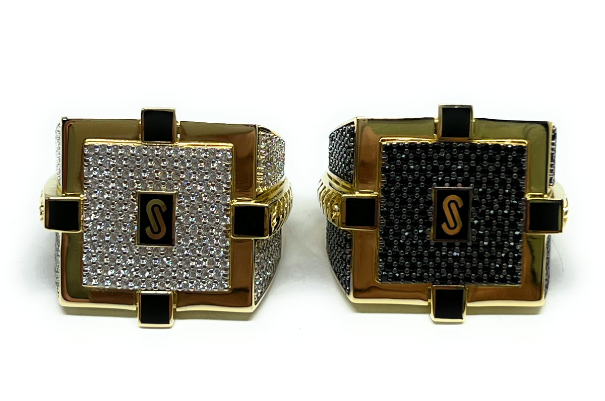 10k Solid Gold MONACO NERO CZ MENS SQUARE RING (NERO 7) – Fran & Co ...