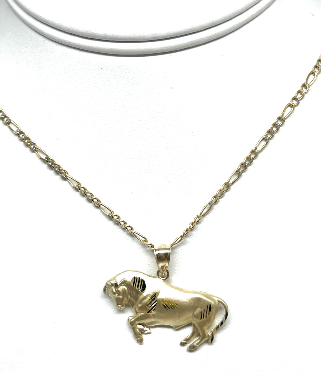 14k Solid Gold Yellow Classic BULL Pendant Necklace – Fran & Co ...
