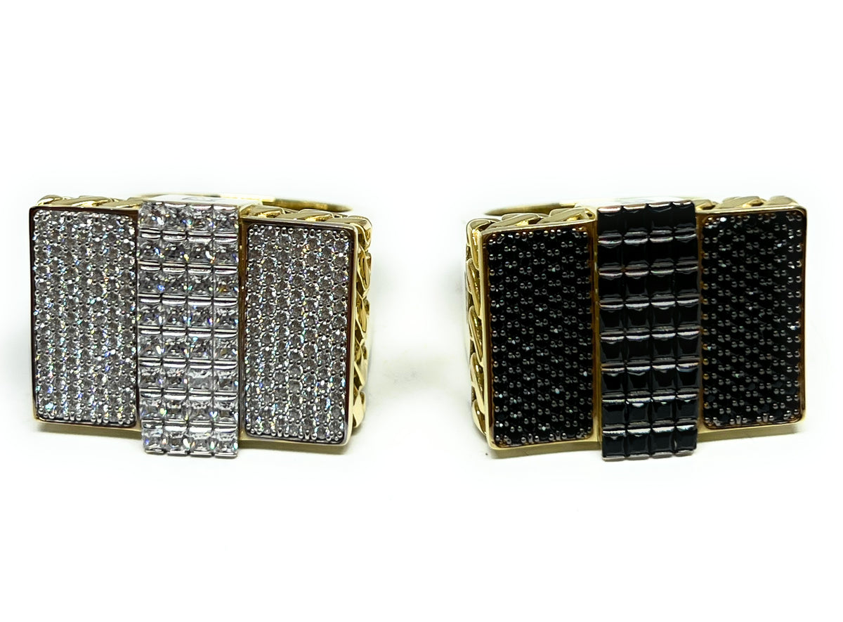 10k Solid Gold MONACO NERO CZ MENS SQUARE RING (NERO 12) – Fran & Co ...