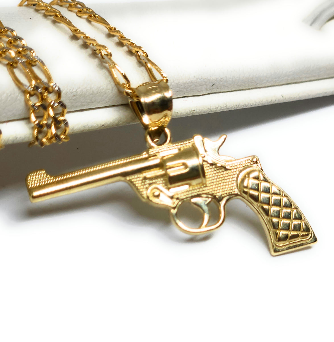 10k Solid Gold Revolver Pistol Pendant Necklace – Fran & Co. Jewelry Inc.