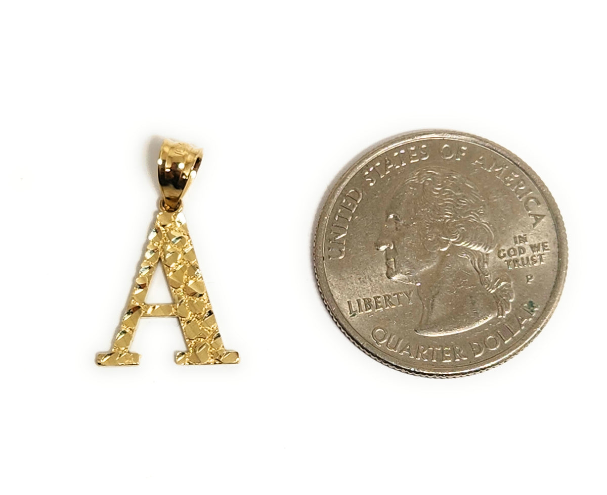10k Solid Gold BLOCK NUGGET CUSTOMIZED SMALL Initial Letter Pendant ...