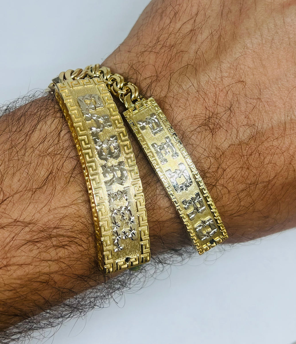 14k Solid Gold CHINO LINK GREEK BORDER (MEANDROS) SUPERIMPOSED (SOBREP ...