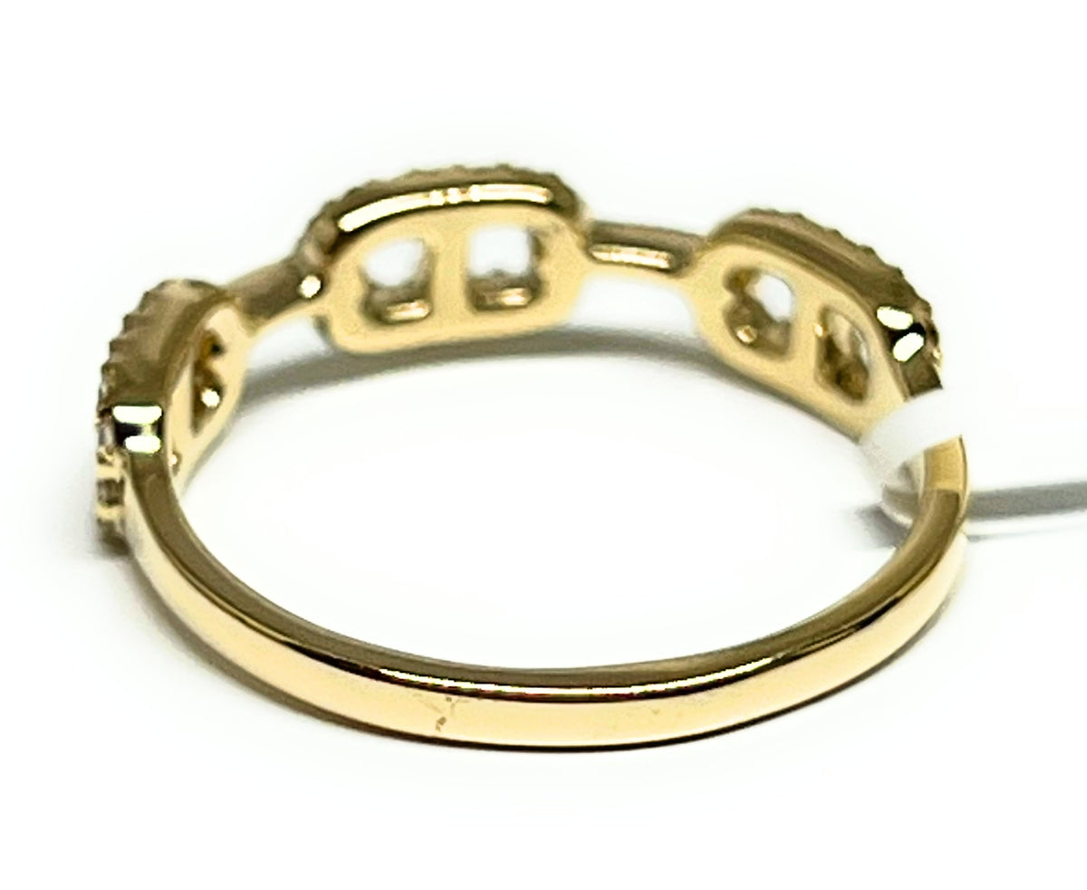 14k Solid Gold Round Brilliant Cut Diamond Mariner Link Ring 0.18ct (F ...