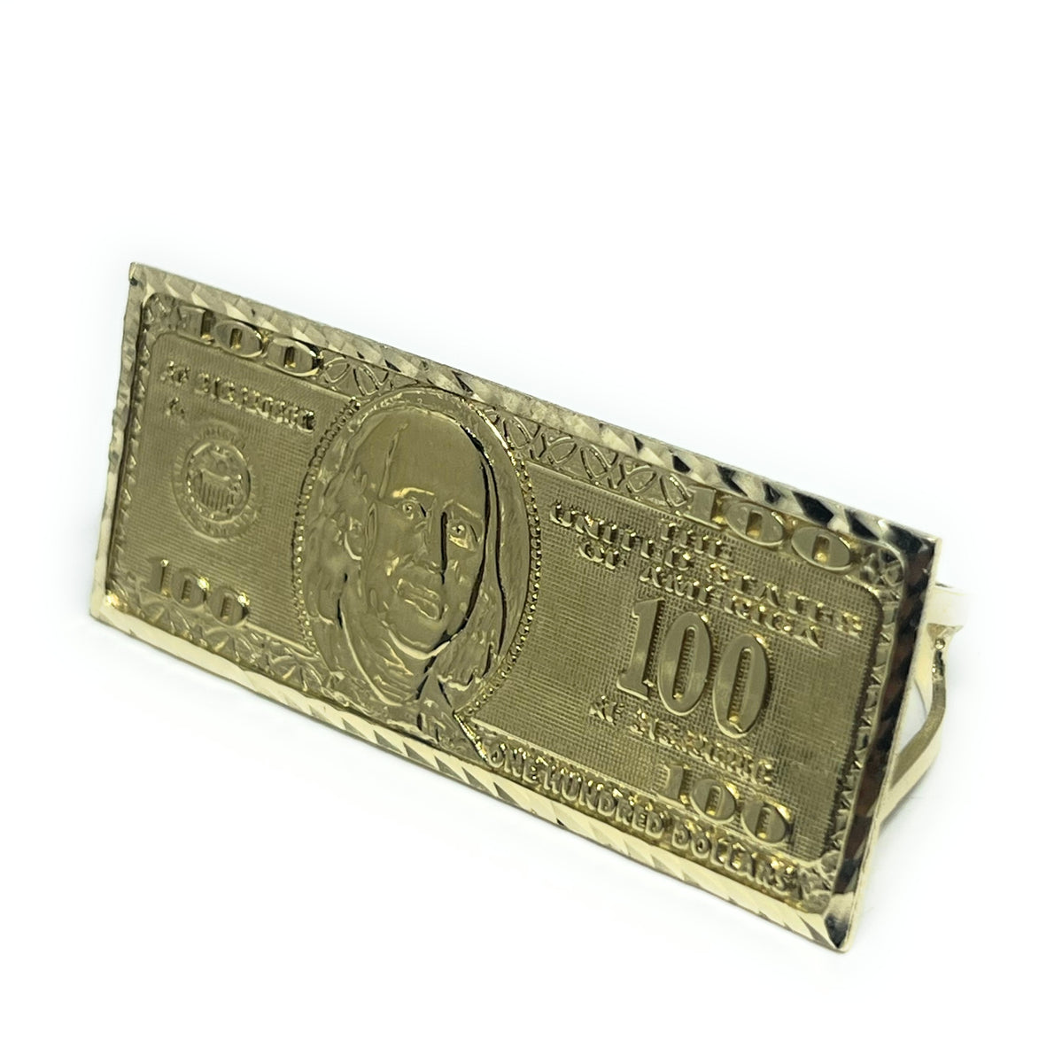 10k Solid Gold Yellow TWO FINGER 100 DOLLAR BENJAMINS Ring (LG, MED ...