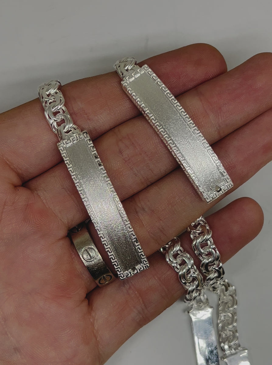 .925 Silver CHINO LINK GREEK BORDER (MEANDROS) SUPERIMPOSED (SOBREPUES ...