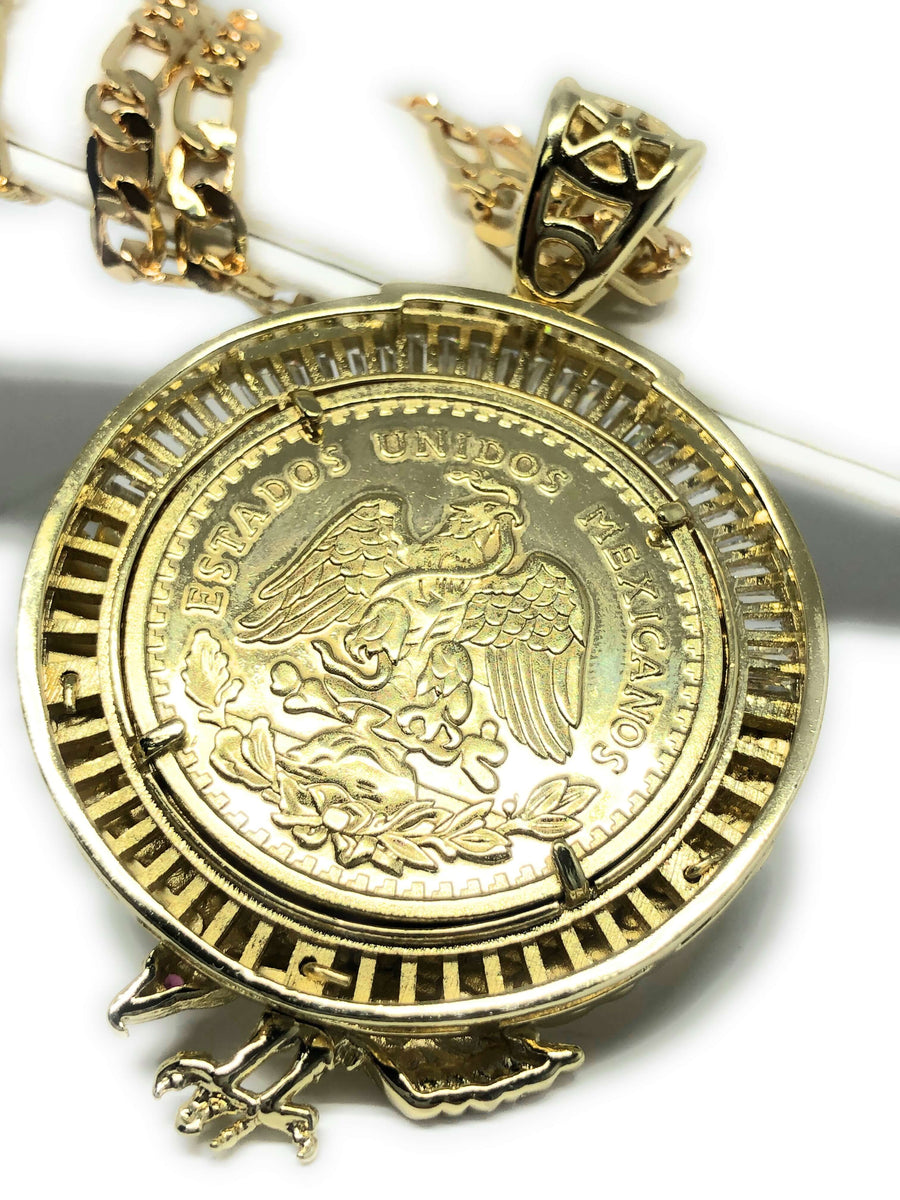 Gold Plated Mexican Centenario Coin Pendant Chain Centenario Necklace ...