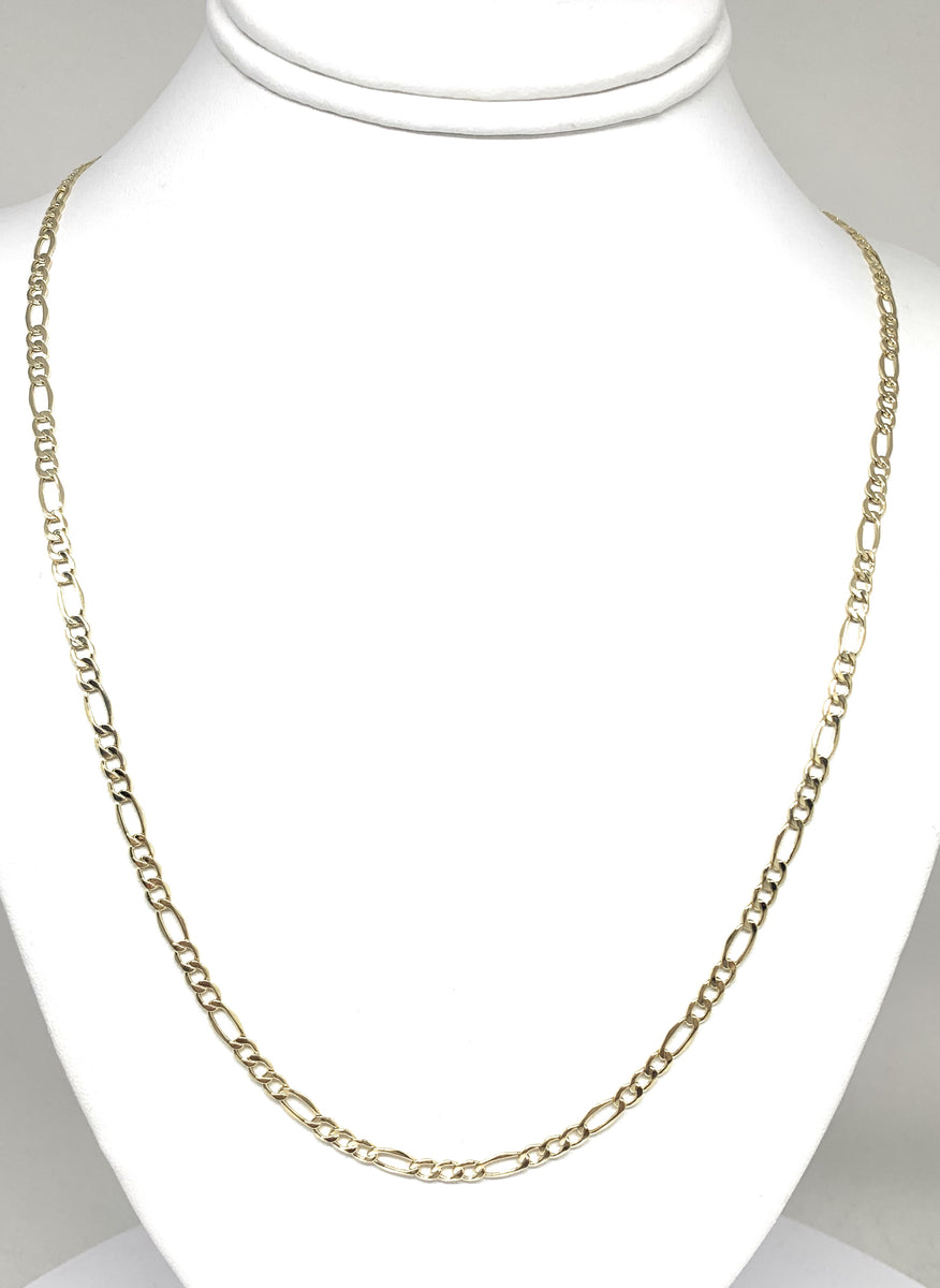 10k Solid Gold Figaro Chain 18-26 inches 3.5mm (Semi-Hollow Style ...