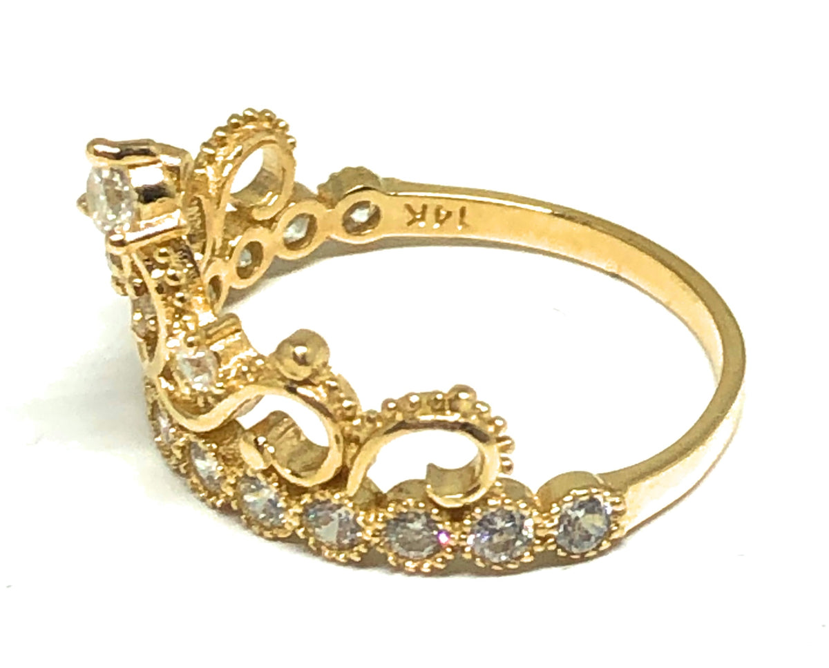 10k Solid Gold Crown Cubic Zirconia Ring – Fran & Co. Jewelry Inc.