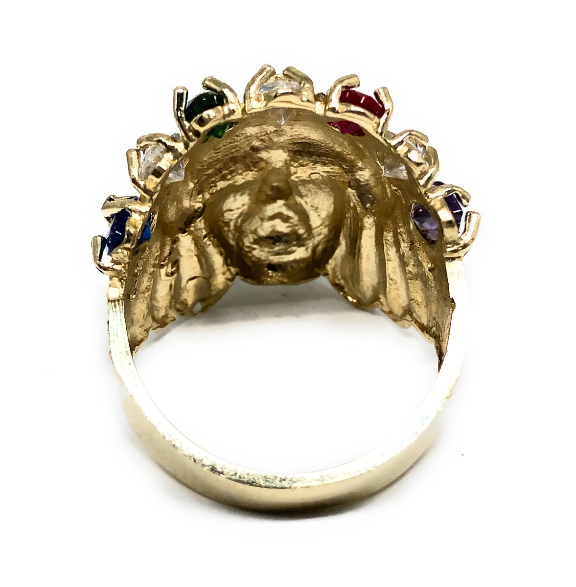 10k Solid Gold Yellow Indian Chief Indio Ring Gemstones (9.2g) – Fran ...