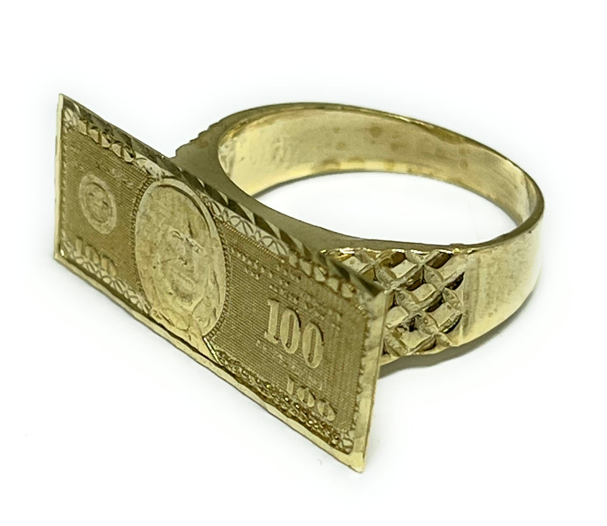 10k Solid Gold 100 DOLLAR BILL BENJAMINS Money Ring THICK BAND (6g ...