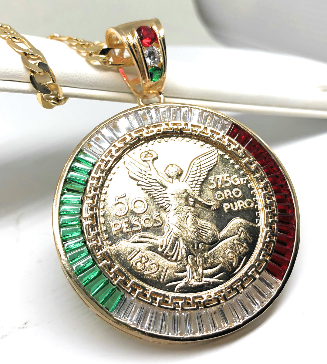 Gold Plated Mexican Centenario Coin Pendant Chain Centenario Necklace ...