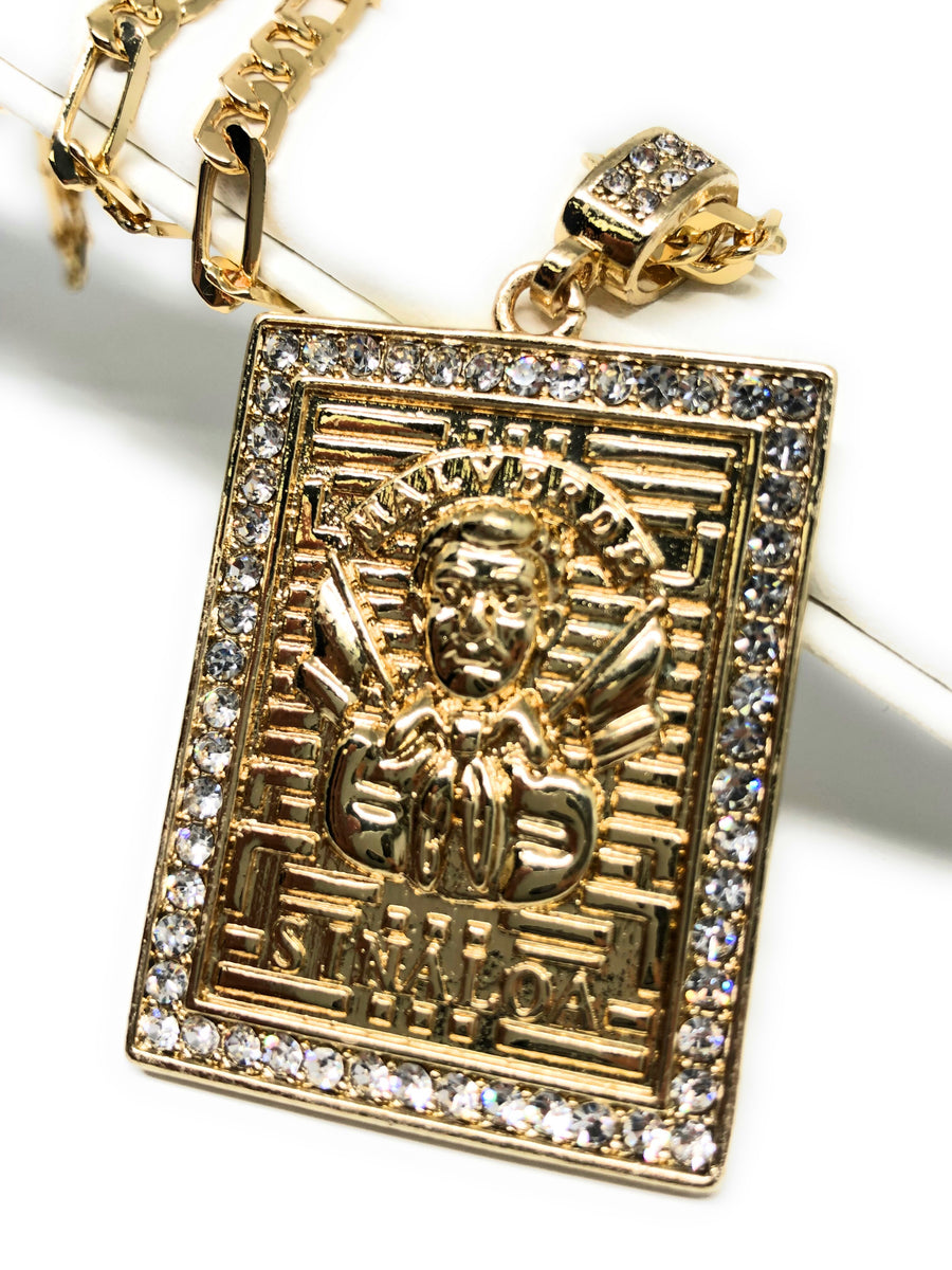 Jesus Malverde protection pendant necklace 26" chain Proteccion Medall ...