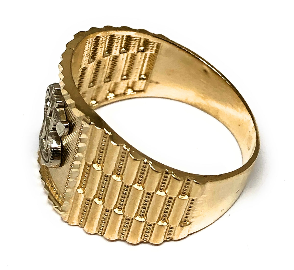 14k Solid Gold Yellow & White Gold Dollar Sign Money Ring – Fran & Co ...