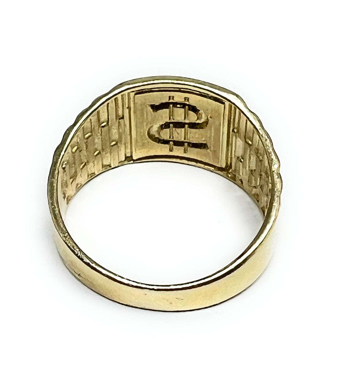 10k Solid Gold Yellow & White Gold Dollar Sign Money Ring – Fran & Co ...
