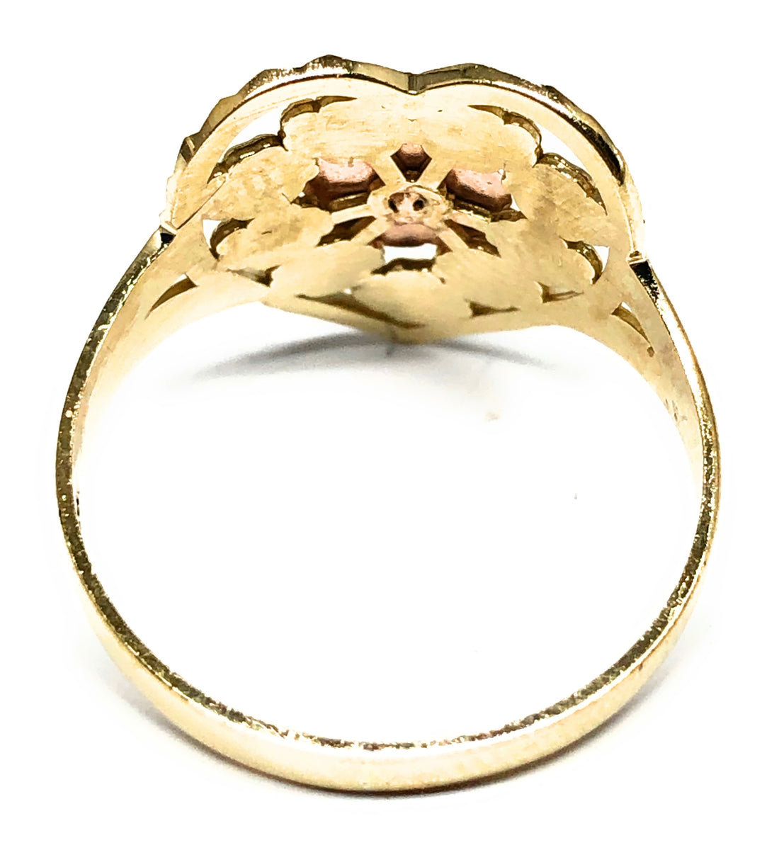 10k Solid Gold Yellow & Rose Gold Flower Ring – Fran & Co. Jewelry Inc.
