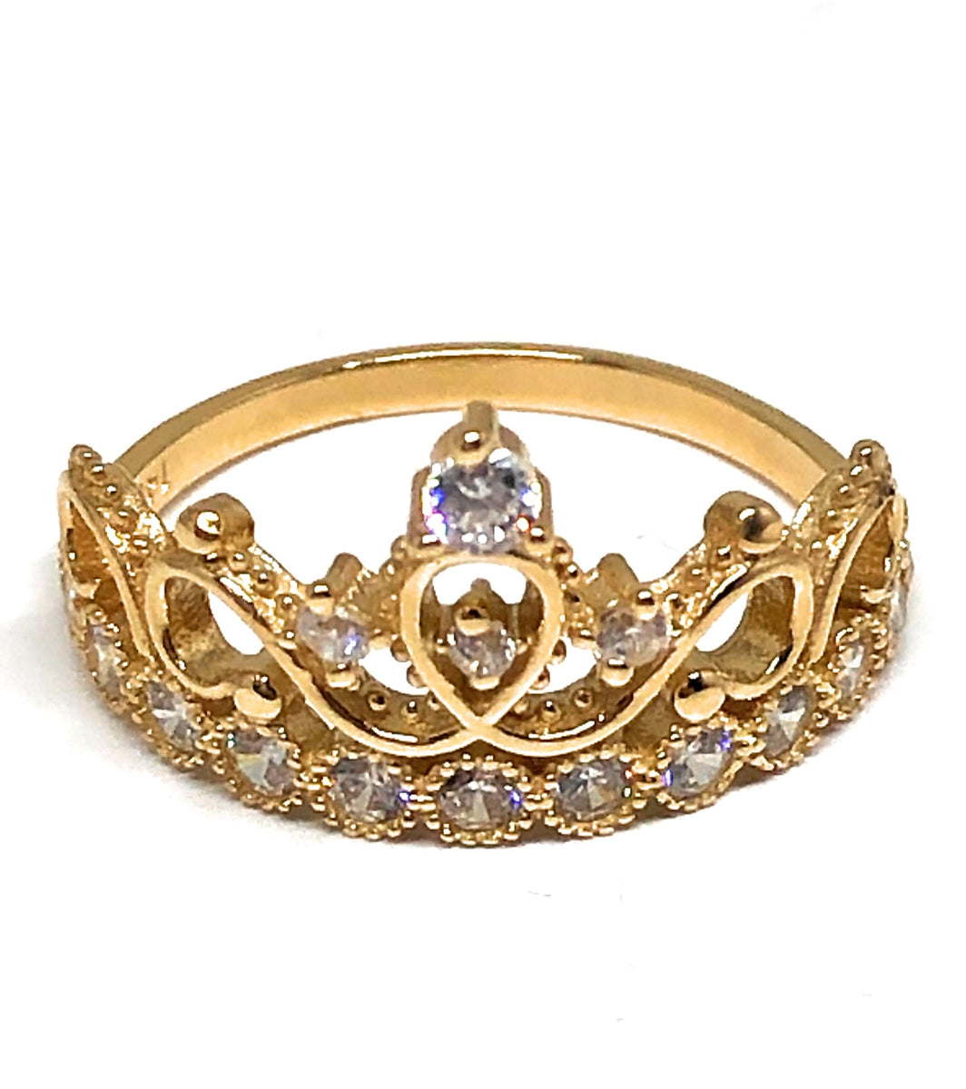 10k Solid Gold Crown Cubic Zirconia Ring – Fran & Co. Jewelry Inc.