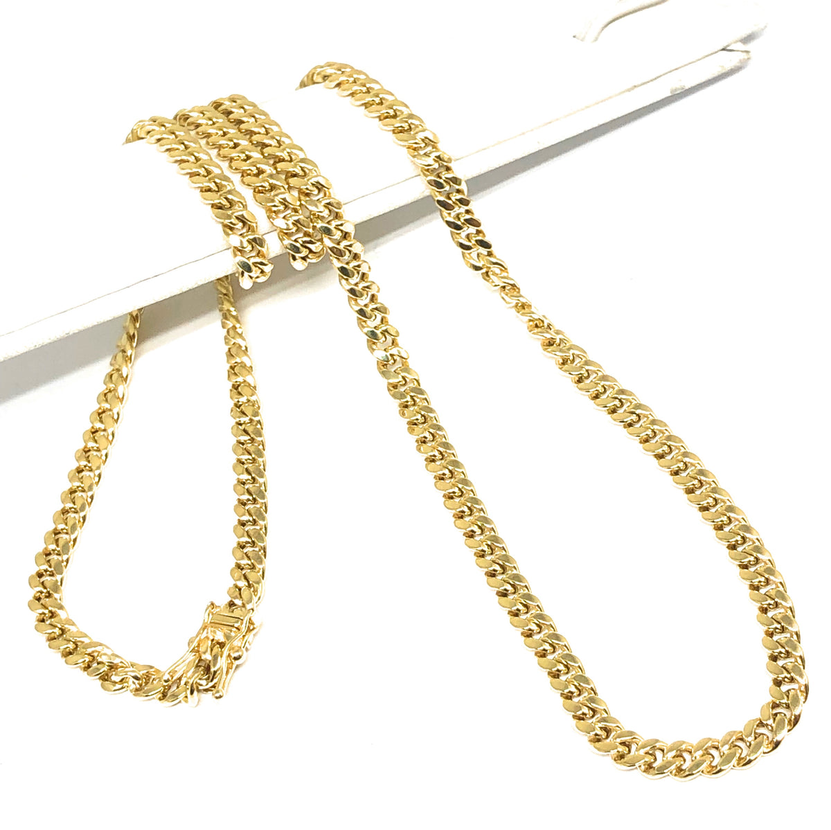 14k Solid Gold Yellow MIAMI Cuban Link Box Lock Chain 18-24 inches 4.5 ...