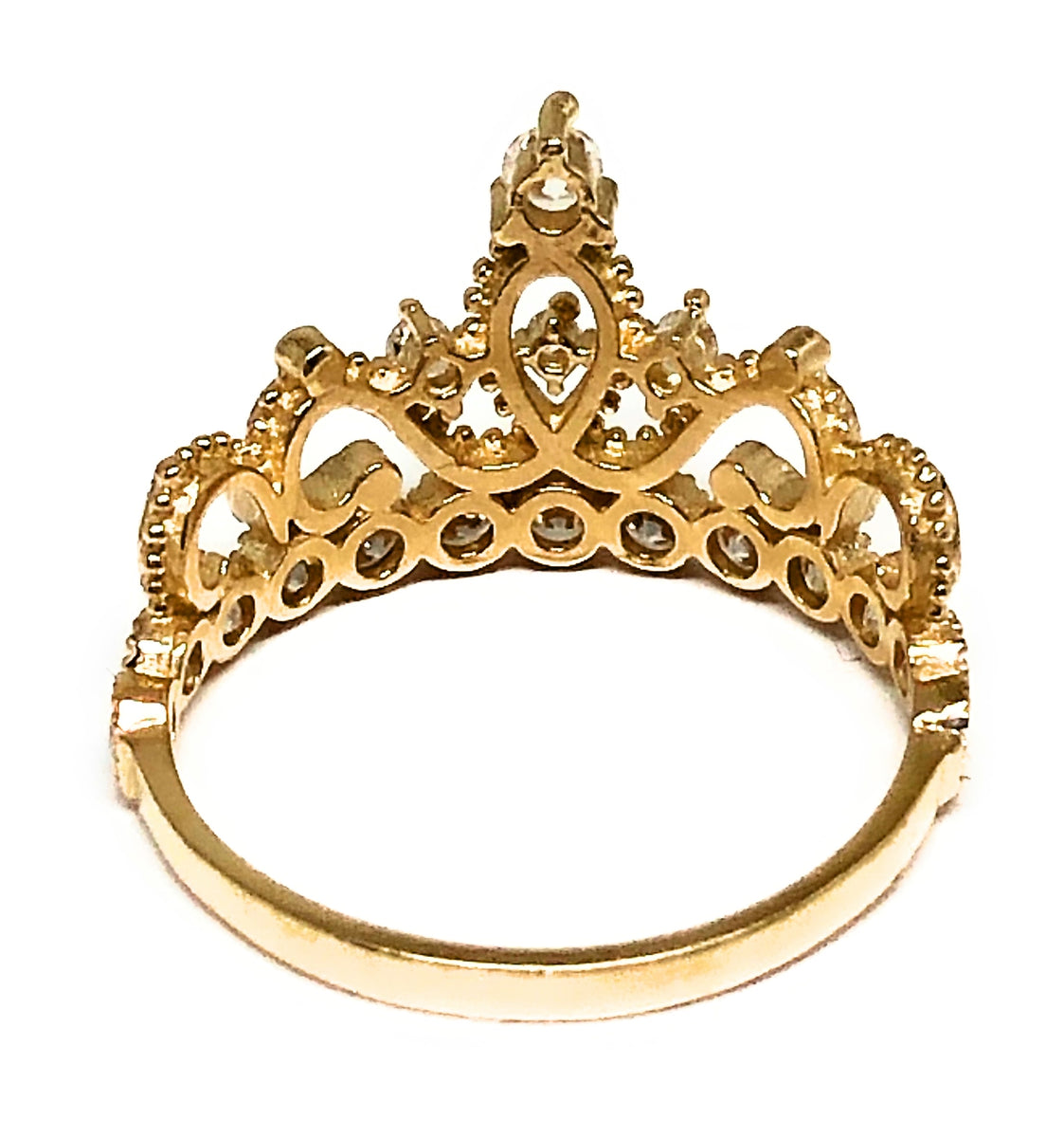 10k Solid Gold Crown Cubic Zirconia Ring – Fran & Co. Jewelry Inc.